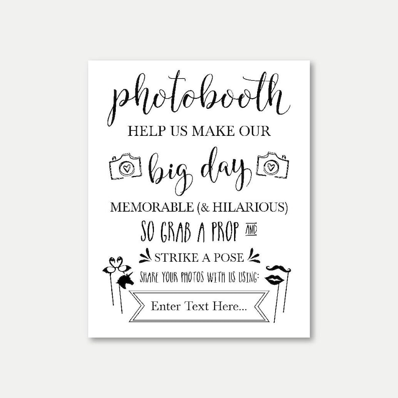 Photobooth Wedding Hashtag Sign Rustic Printable Reception - Etsy