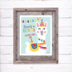 Llama Kids Party Favors Sign Templates - Table Sign, Party Decorations ...