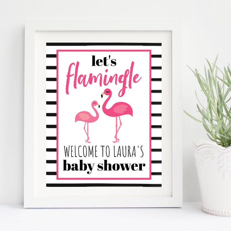 Flamingo Baby Shower Welcome Sign Template Personalized - Etsy