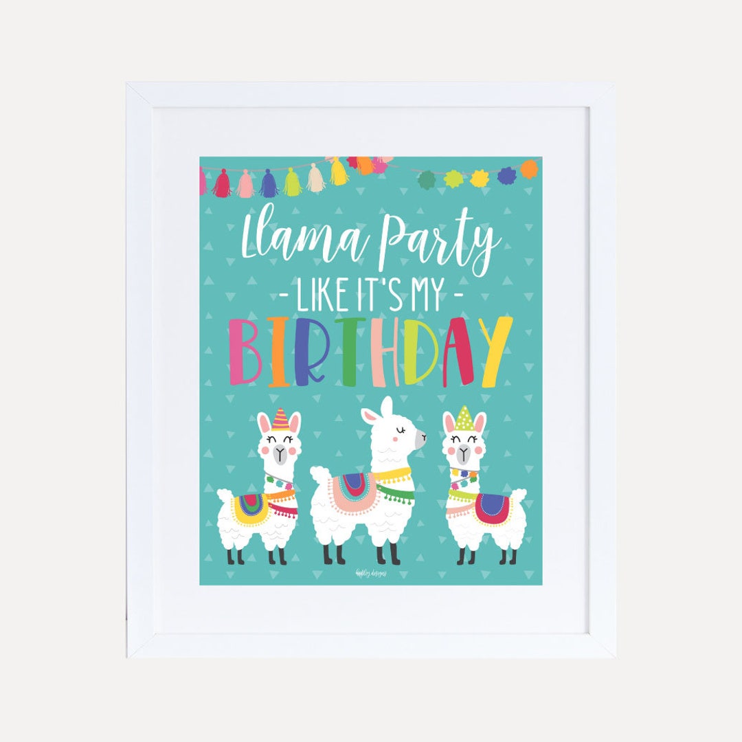 Llama Kids Party Birthday Sign Template - Printable Birthday Party ...