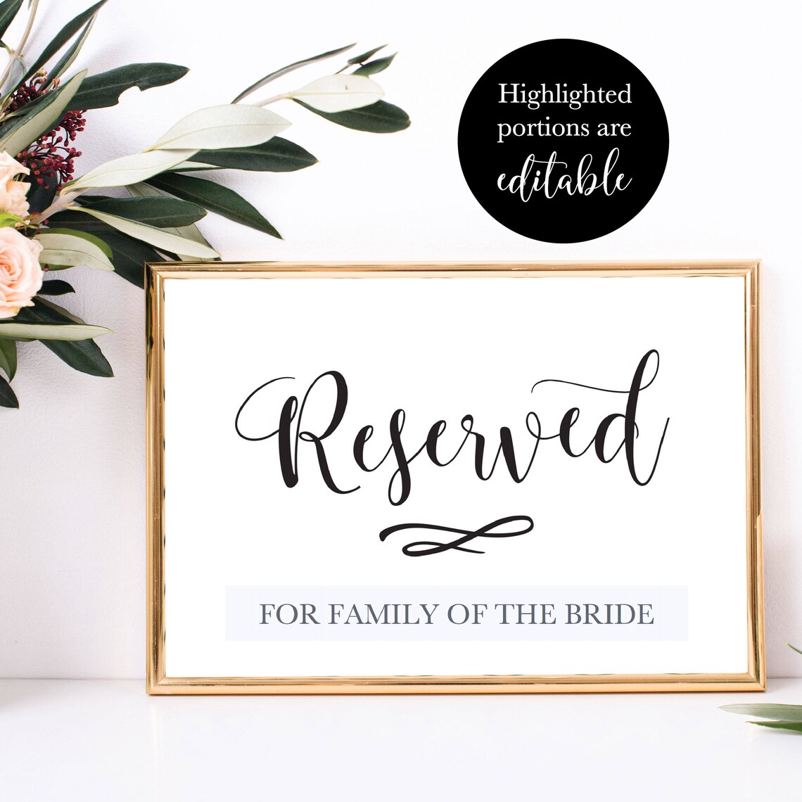 Printable Reserved Sign for Wedding Rustic Ceremony Seating - Etsy