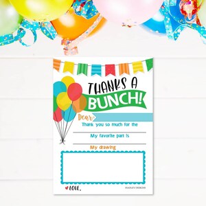Birthday Thank You Card Printable, Fill in the Blank Note Cards for ...