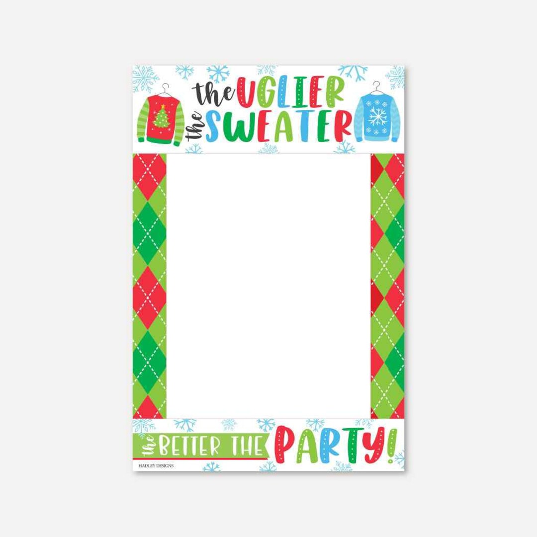Ugly Sweater Prop Template - Selfie Prop, Prop Frame, Take an Elfie ...