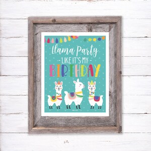 Llama Kids Party Birthday Sign Template - Printable Birthday Party ...