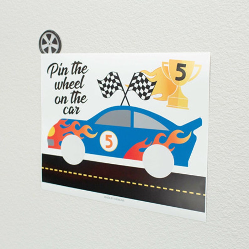 Pin the Wheel on the Race Car, Racing Printable Party Game Supplies ...