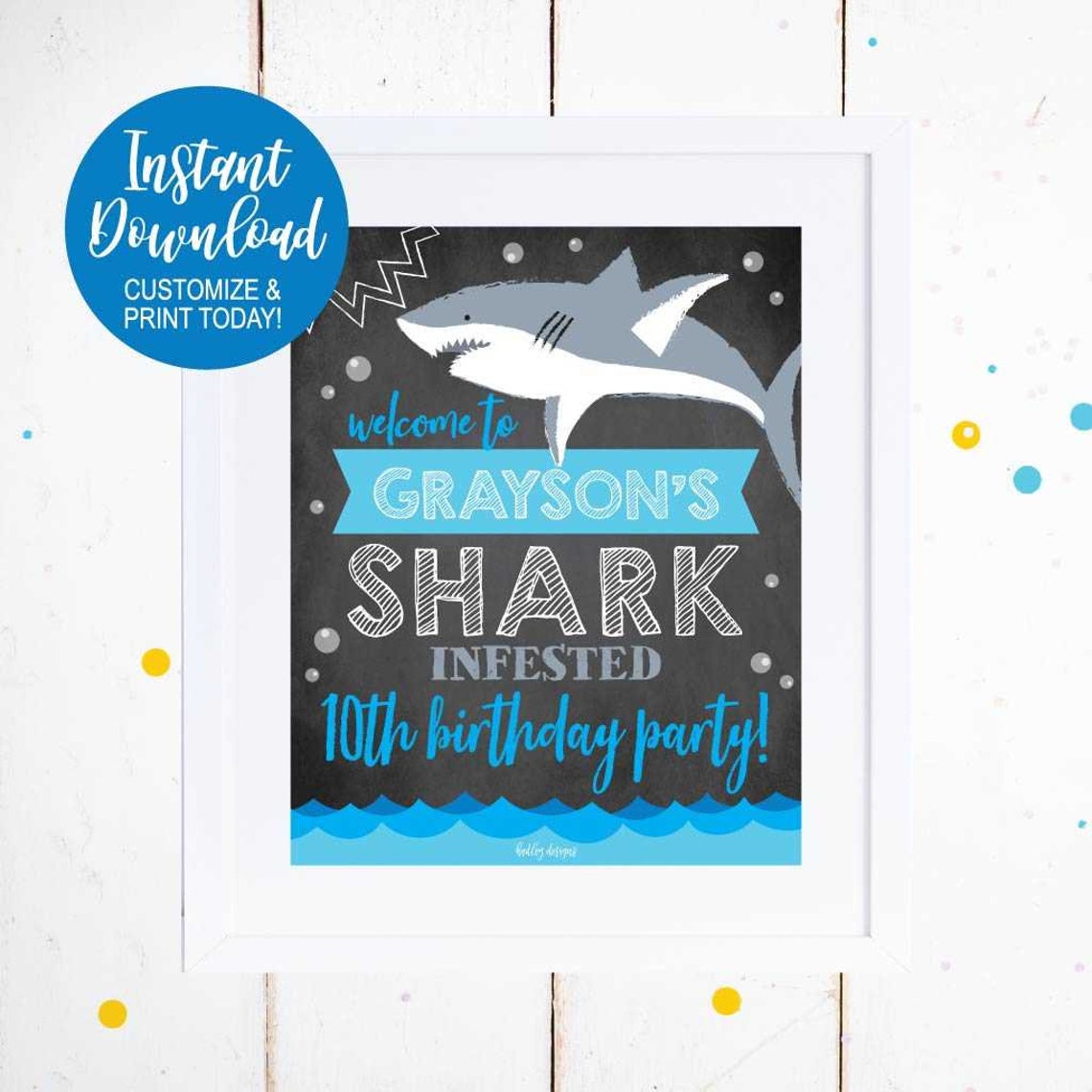 Shark Birthday Welcome Sign Sharkbirthday Party Welcome | Etsy