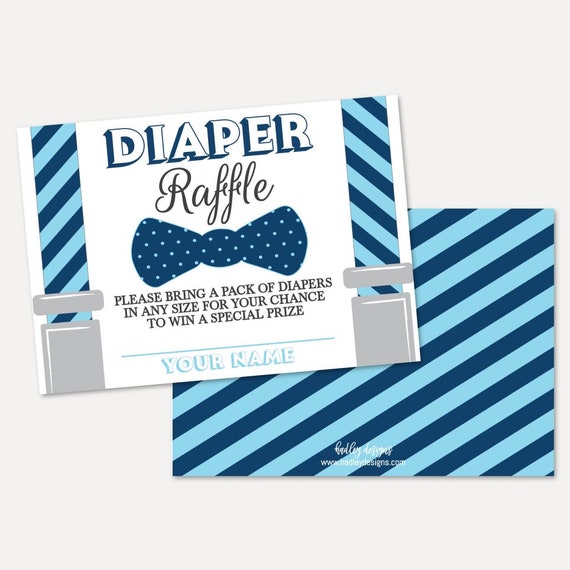 Little Man Blue White Diaper Raffle Ticket Printable Diaper | Etsy