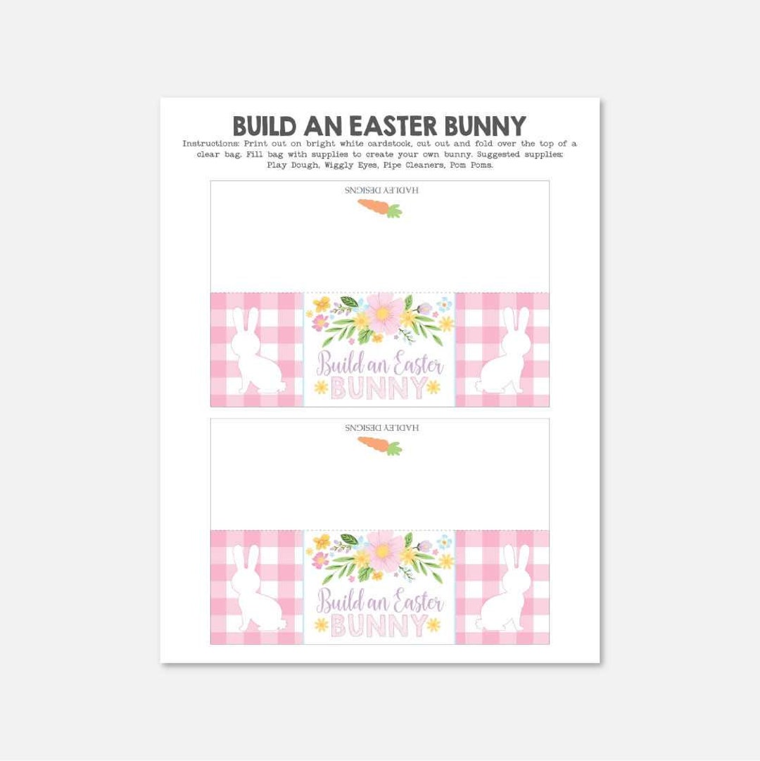 Build an Easter Bunny Tag Template - Build a Bunny Game, Bunny Tags ...