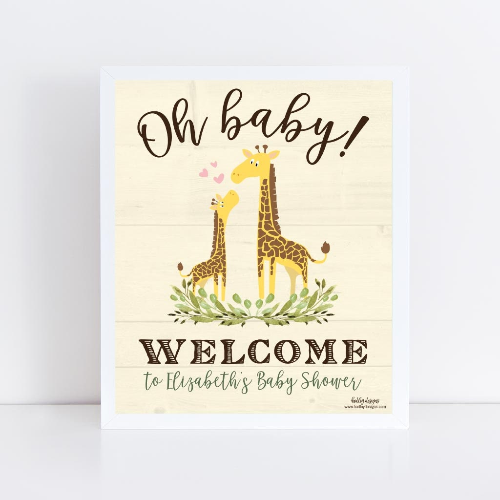 Giraffe Baby Shower Welcome Sign Template welcome Sign for | Etsy