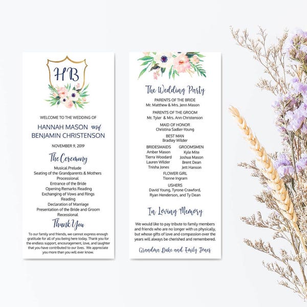 Floral Program - Etsy