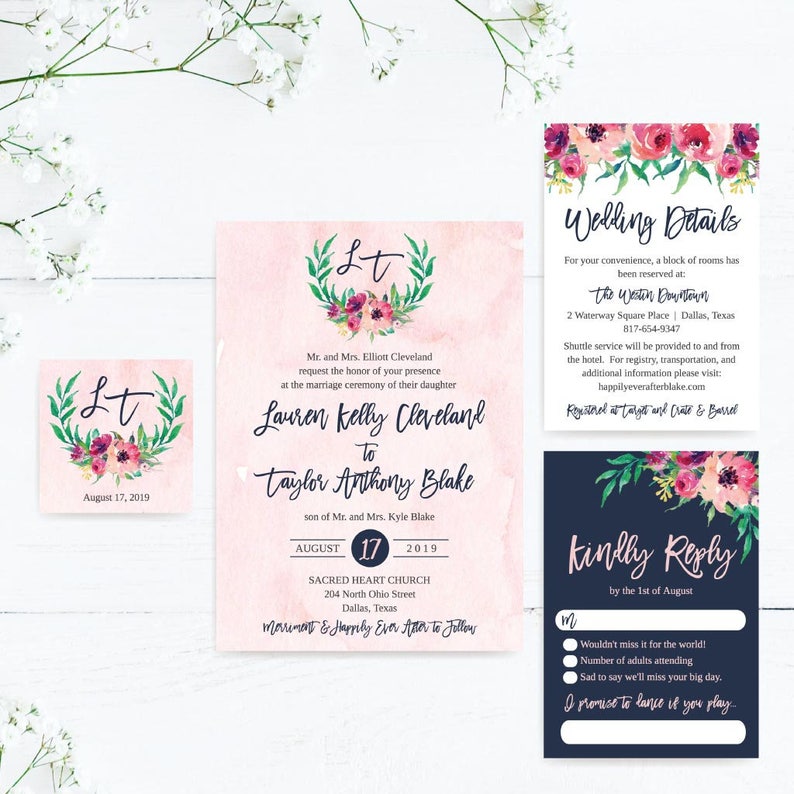Wedding Invitation PDF Wedding Invitations Packages Deals - Etsy