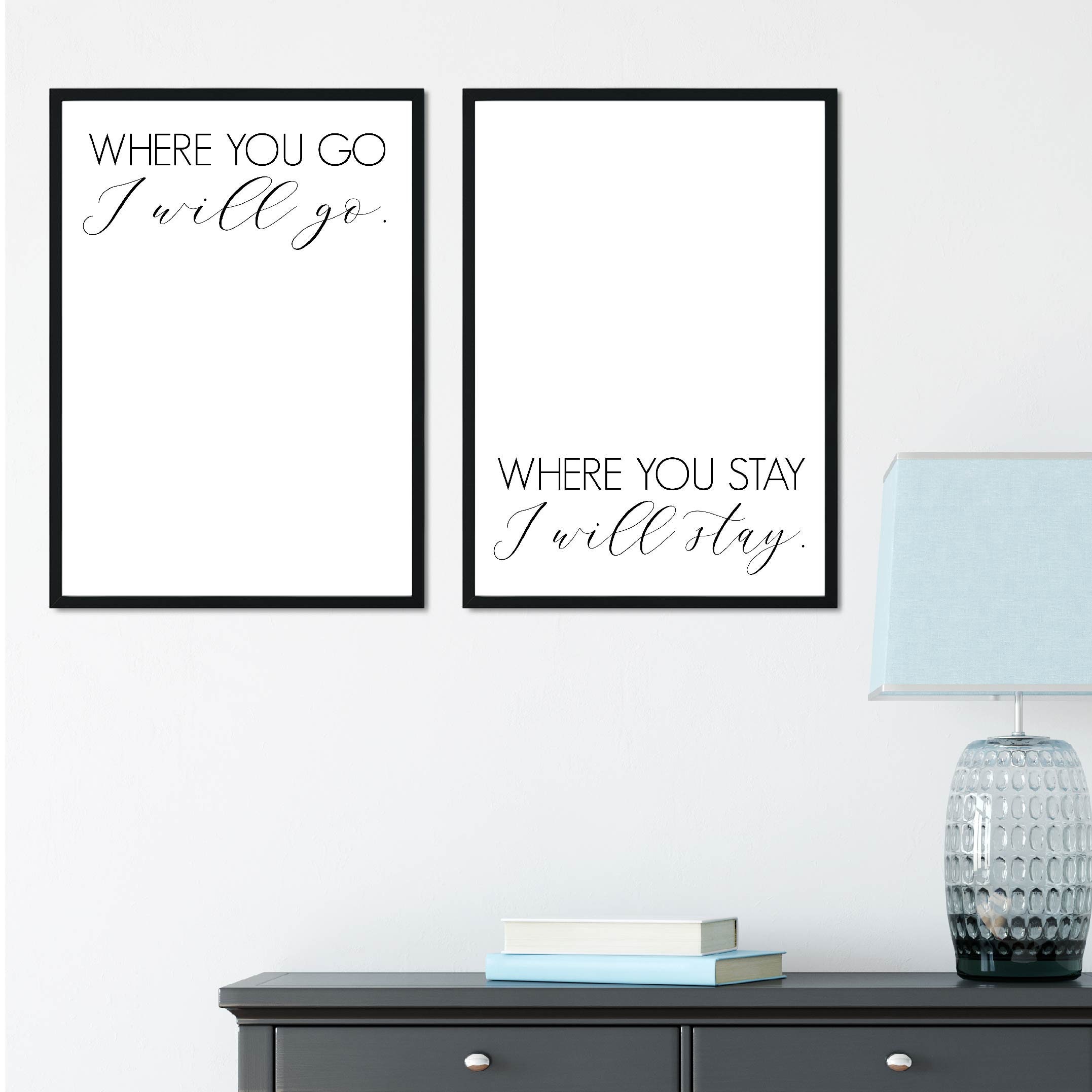 Where You Go I Will Go Home Sign, Wall Art Print, Motivational Wall ...