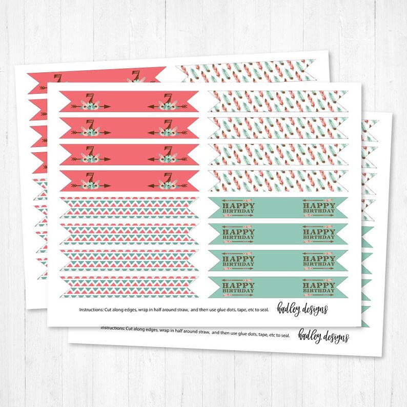 Horse Kids Party Straw Flags Template - Printable Straw Flag, Paper ...