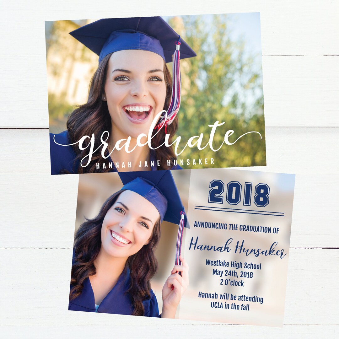 Modern Script Graduation Announcement, Graduation Invitation With ...