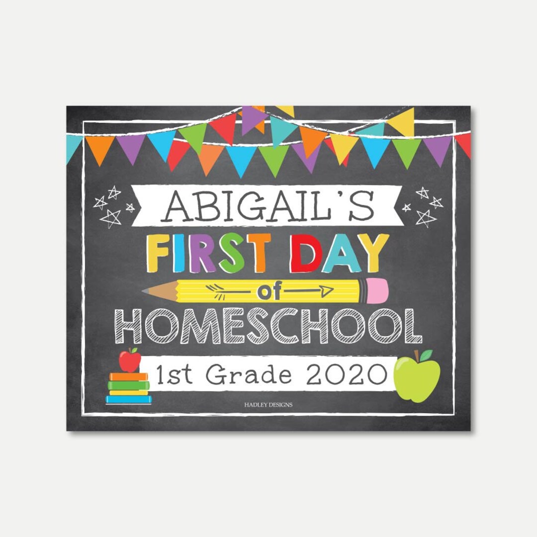 Back to Homeschool Sign Printable Chalkboard Custom First Day - Etsy