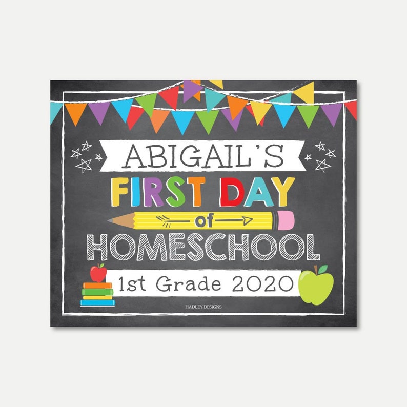Back to Homeschool Sign Printable Chalkboard Custom First Day | Etsy