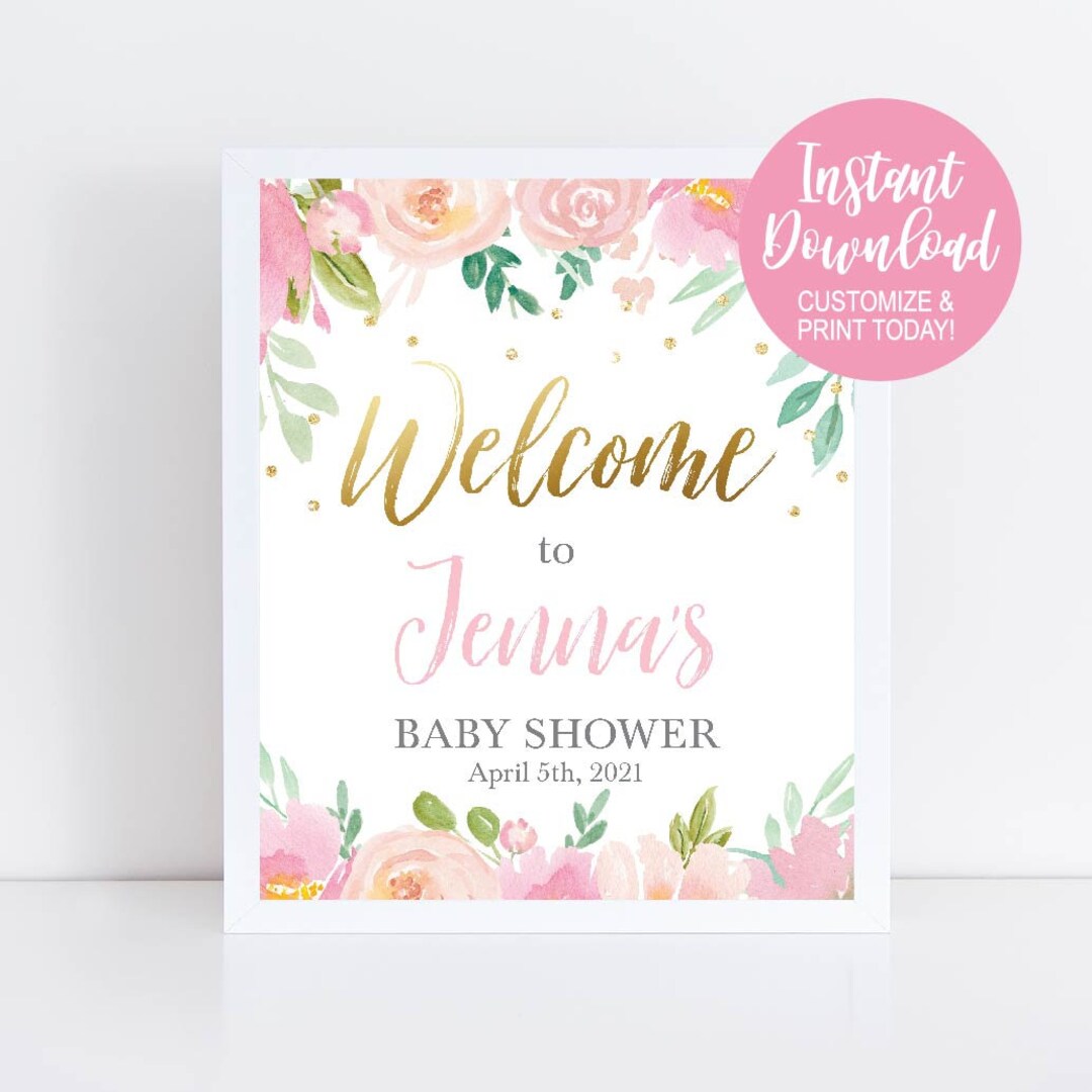 Editable Baby Shower Sign, Digital Decor, Editable Baby Shower ...