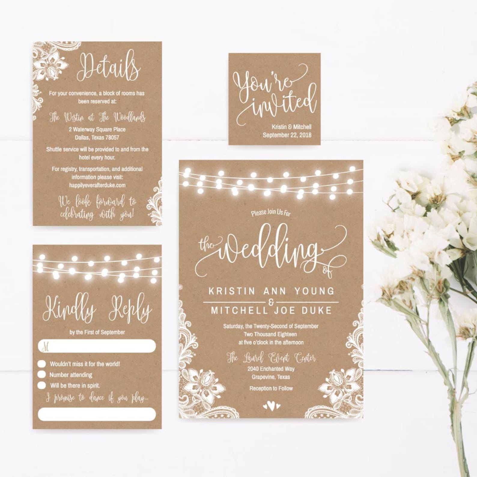 Wedding Invitations With RSVP Online Wedding Invitations | Etsy