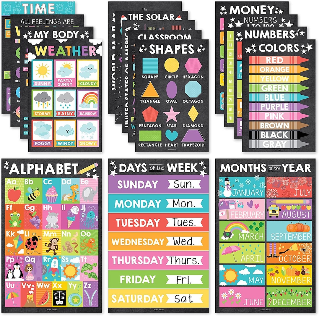 16 Colorful Kids Educational Posters for Toddlers - Pre K Learning ...