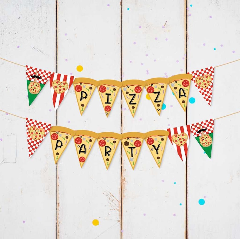 Pizza Party ITemplate Banner de pizza guirnalda de pizza - Etsy España