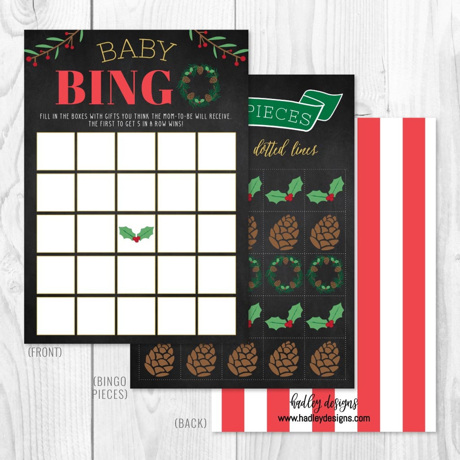 Christmas Baby Shower Bingo Game Template Bingo Baby Shower | Etsy