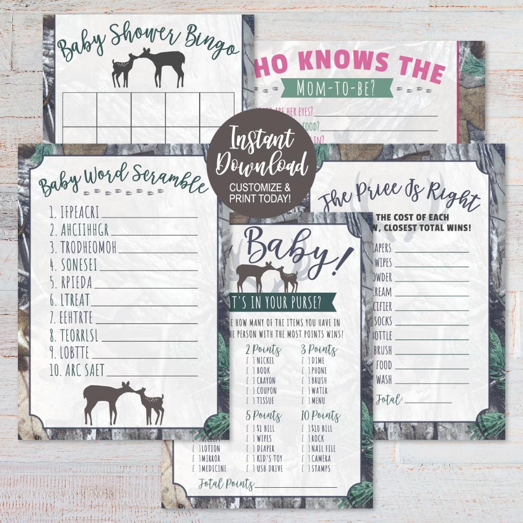 Baby Shower Game Suite, Baby Shower Game Package, Baby Shower Game ...