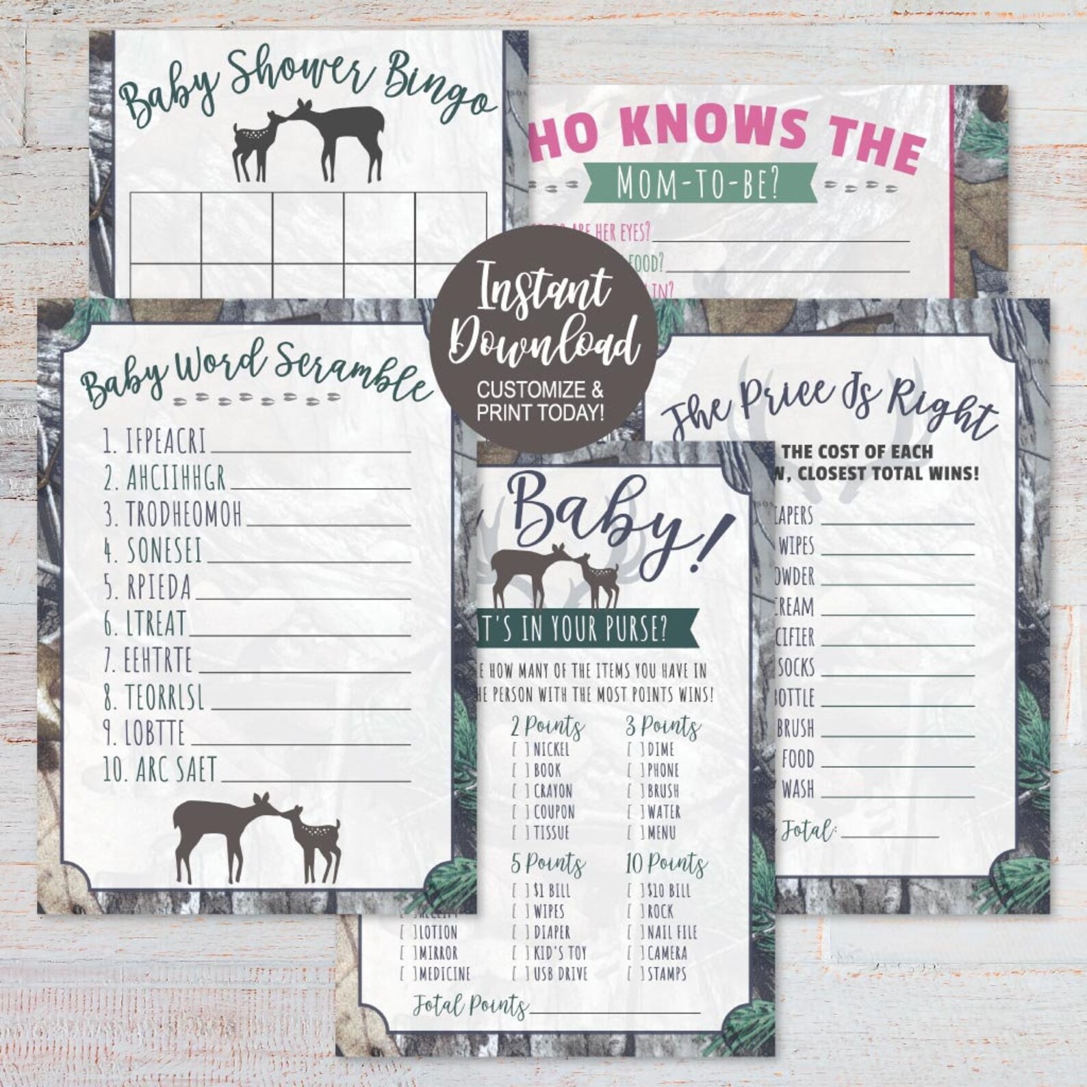 Baby Shower Game Suite, Baby Shower Game Package, Baby Shower Game ...