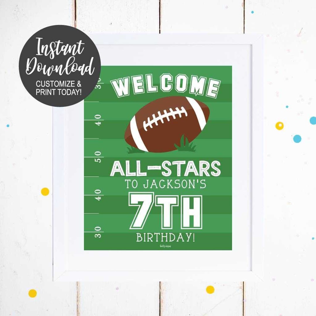 Field Football Birthday Welcome Sign Field Football,birthday Party ...