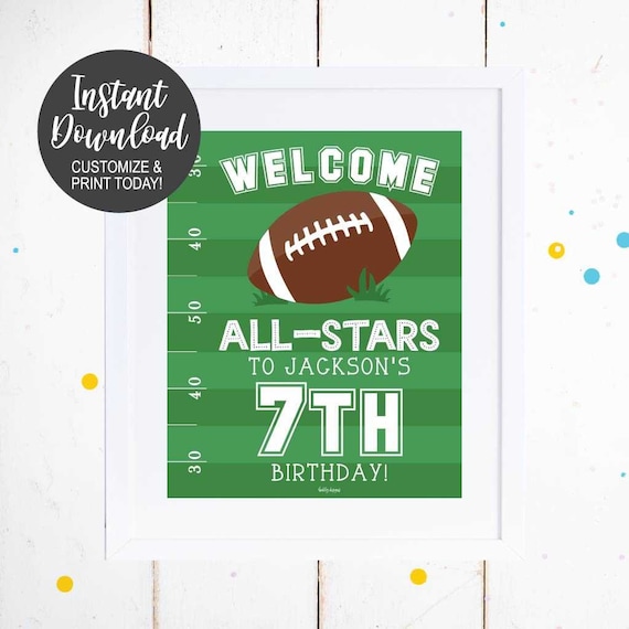 Field Football Birthday Welcome Sign Field FootballBirthday | Etsy