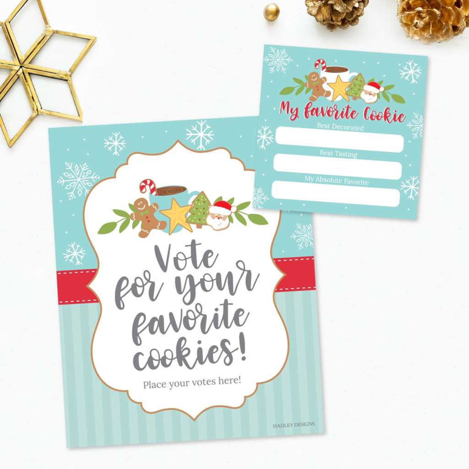 Christmas Cookie Exchange Voting Card Template Cookie - Etsy
