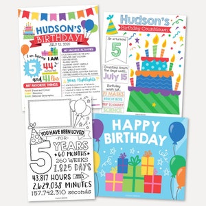 Printable Birthday Decorations Set Customizable Rainbow | Etsy