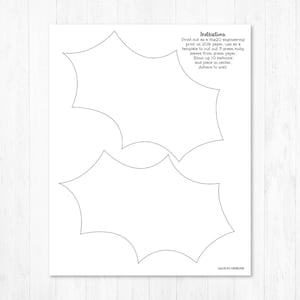 Christmas Holly Leaf Outline Template - Holly Leaf Stencil, Holly Leaf ...