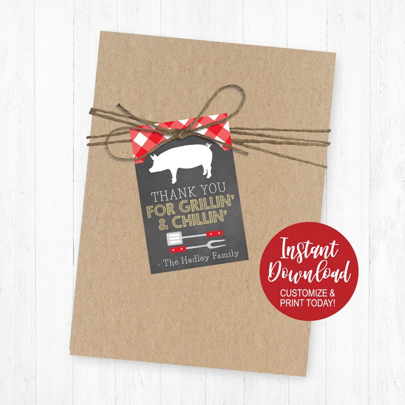 Backyard BBQ Favor Tags Printable, Cookout Thank You Tag Template ...