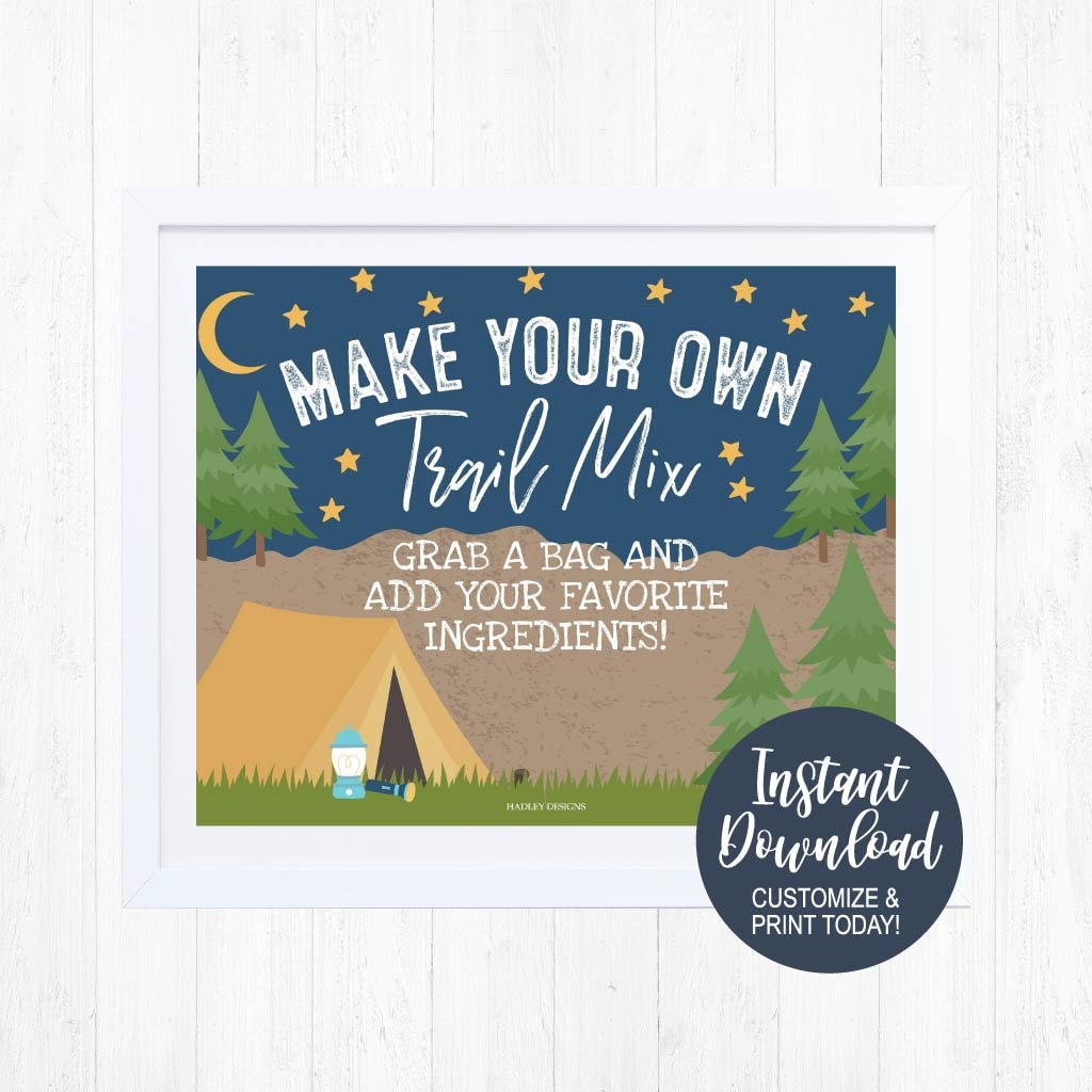 Camping Trail Mix Sign Printable Make Your Own Trail Mix - Etsy