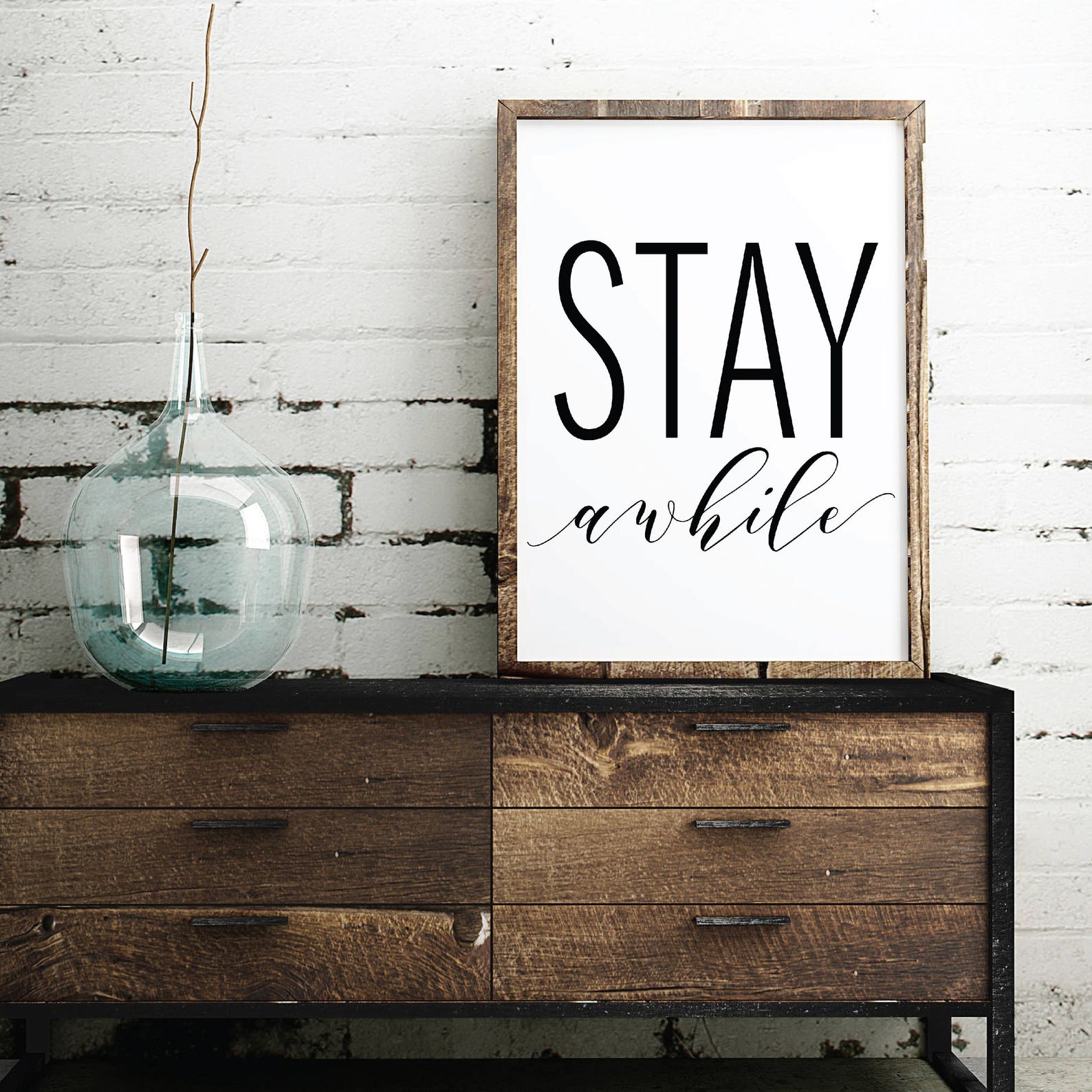 Stay Awhile Sign Black Minimalist Art Romance Master Bedroom | Etsy