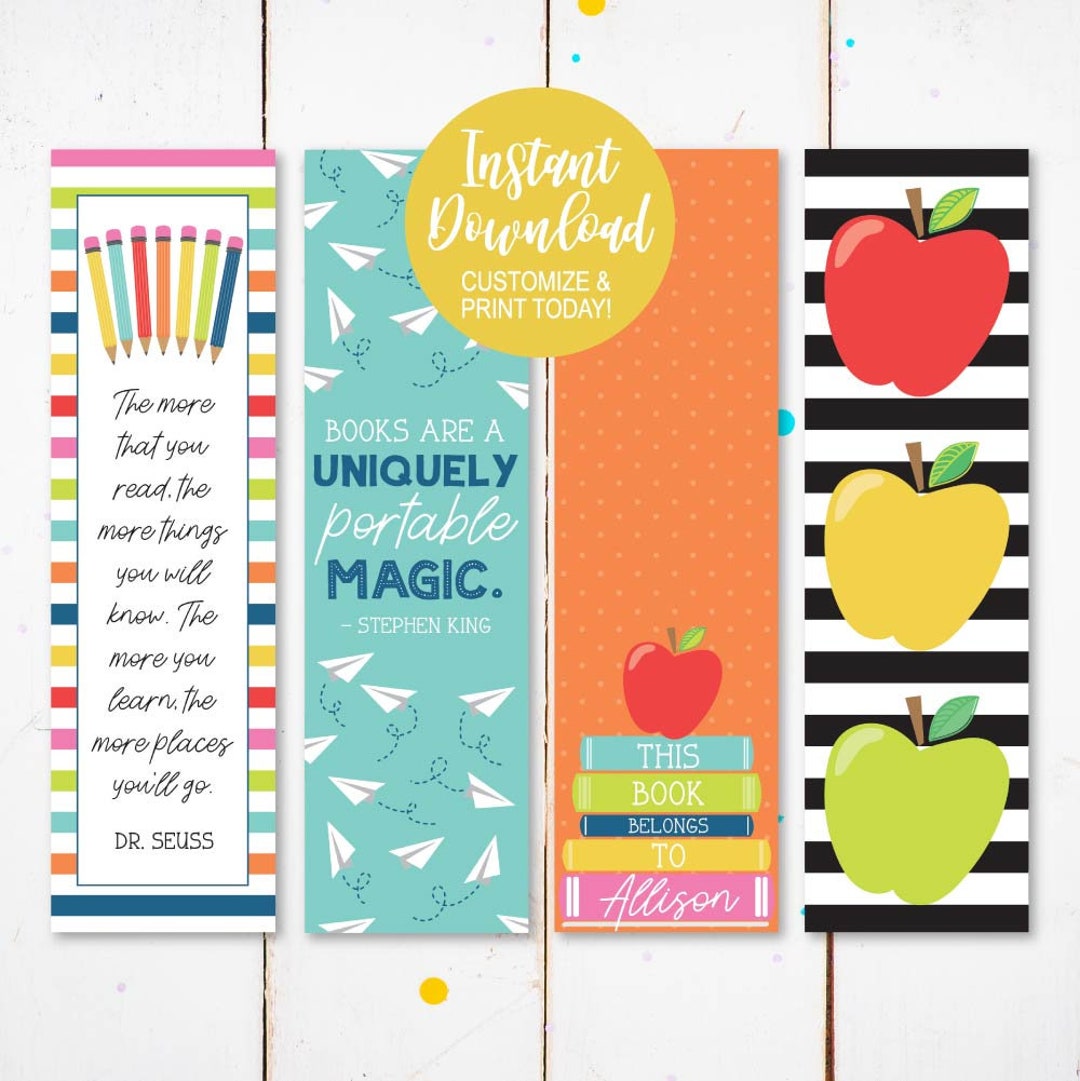 Bookmark Personalized, School Printable, Classroom Printables ...