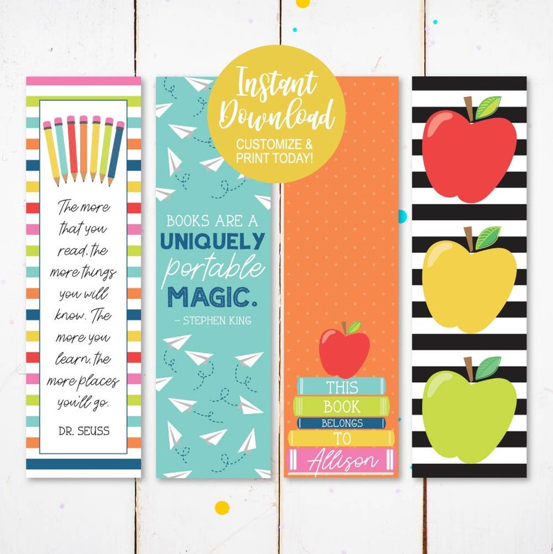Bookmark Personalized, School Printable, Classroom Printables ...