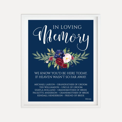 In Loving Memory Sign in Memory of Sign Navy Burgundy - Etsy