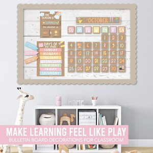 Rustic Classroom Calendar Set Bulletin Board - Bulletin Board Calendar ...