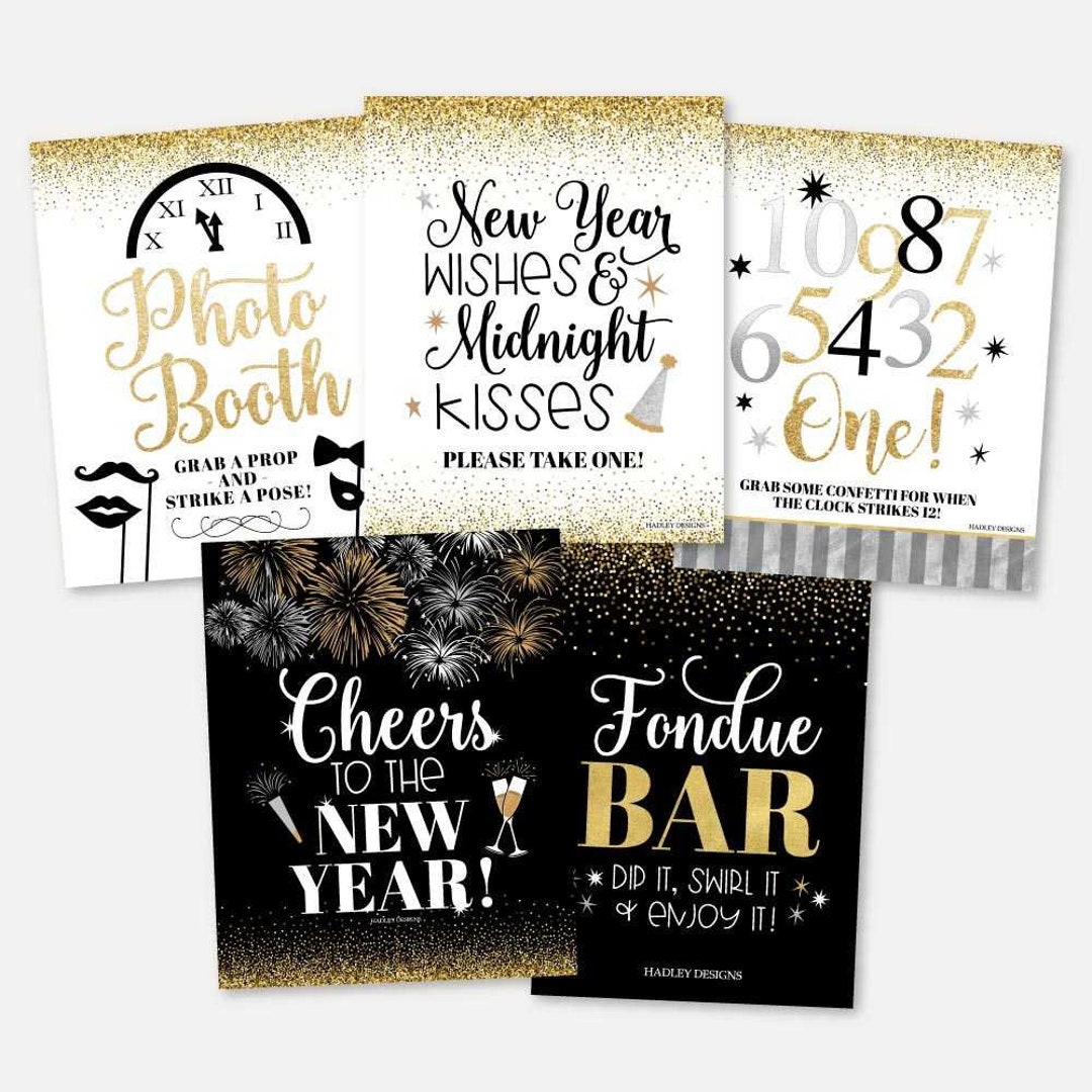 New Years Eve Party Sign Set Templates - New Years Eve Party ...