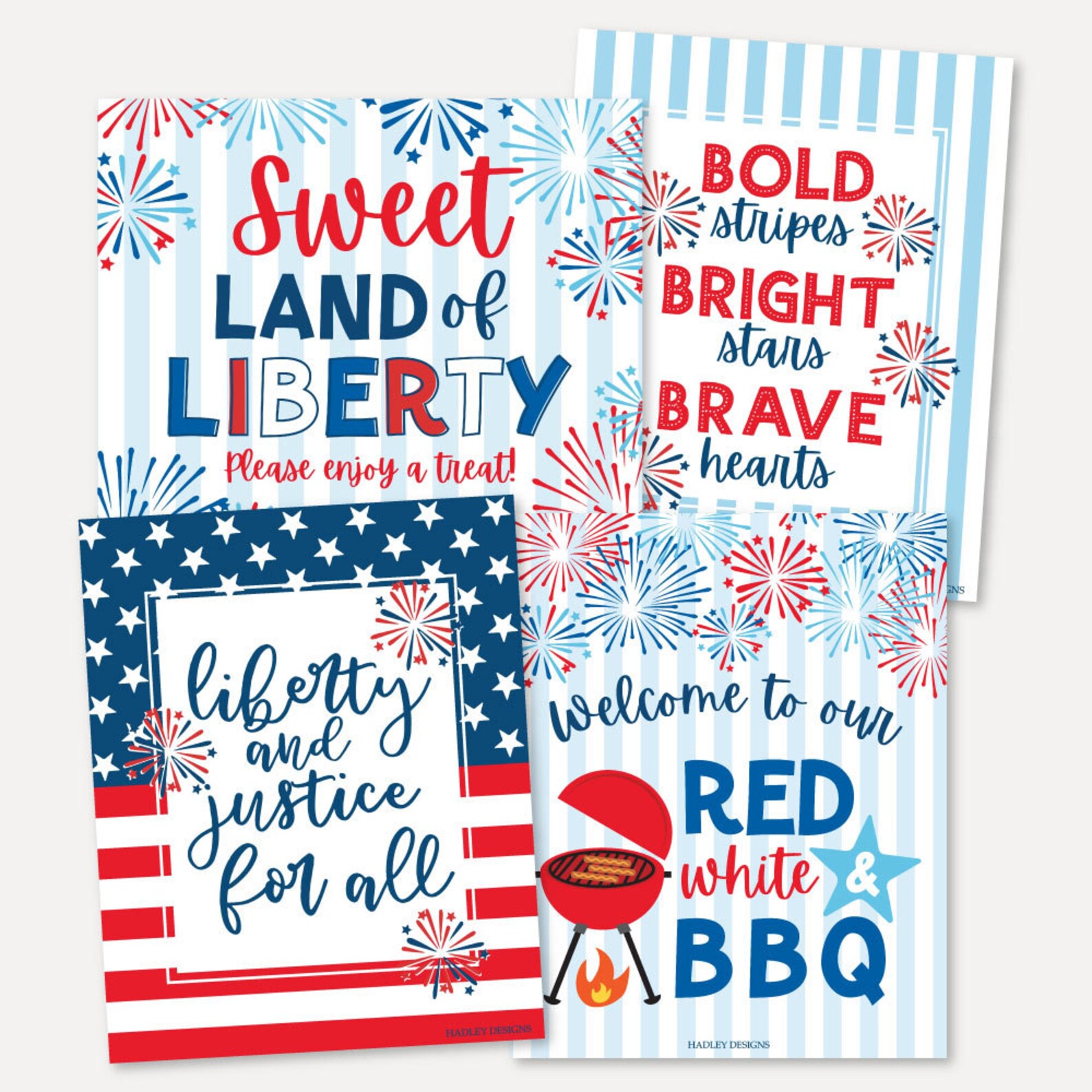 Printable Patriotic Party Decor Signs, Editable Memorial Day Cookout ...
