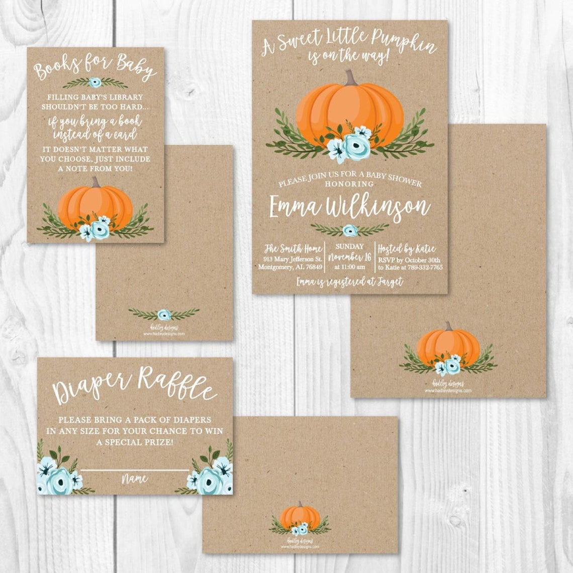 Pumpkin Boy Baby Shower Invitation Suite Template Shower | Etsy