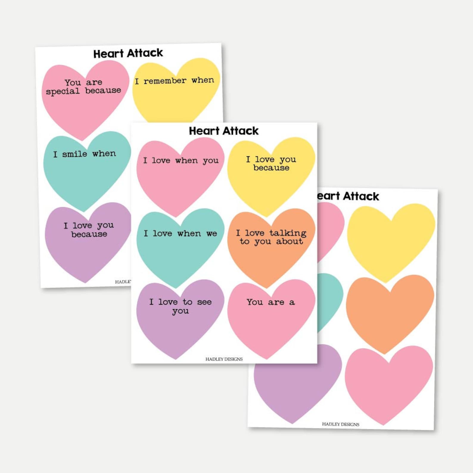 Heart Attack Printables Love Note Cards for Kids Family | Etsy