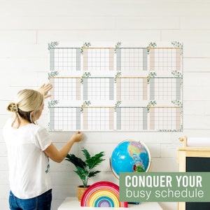 Greenery 12 Month Dry Erase Calendar for Wall Large Calendar Whiteboard ...