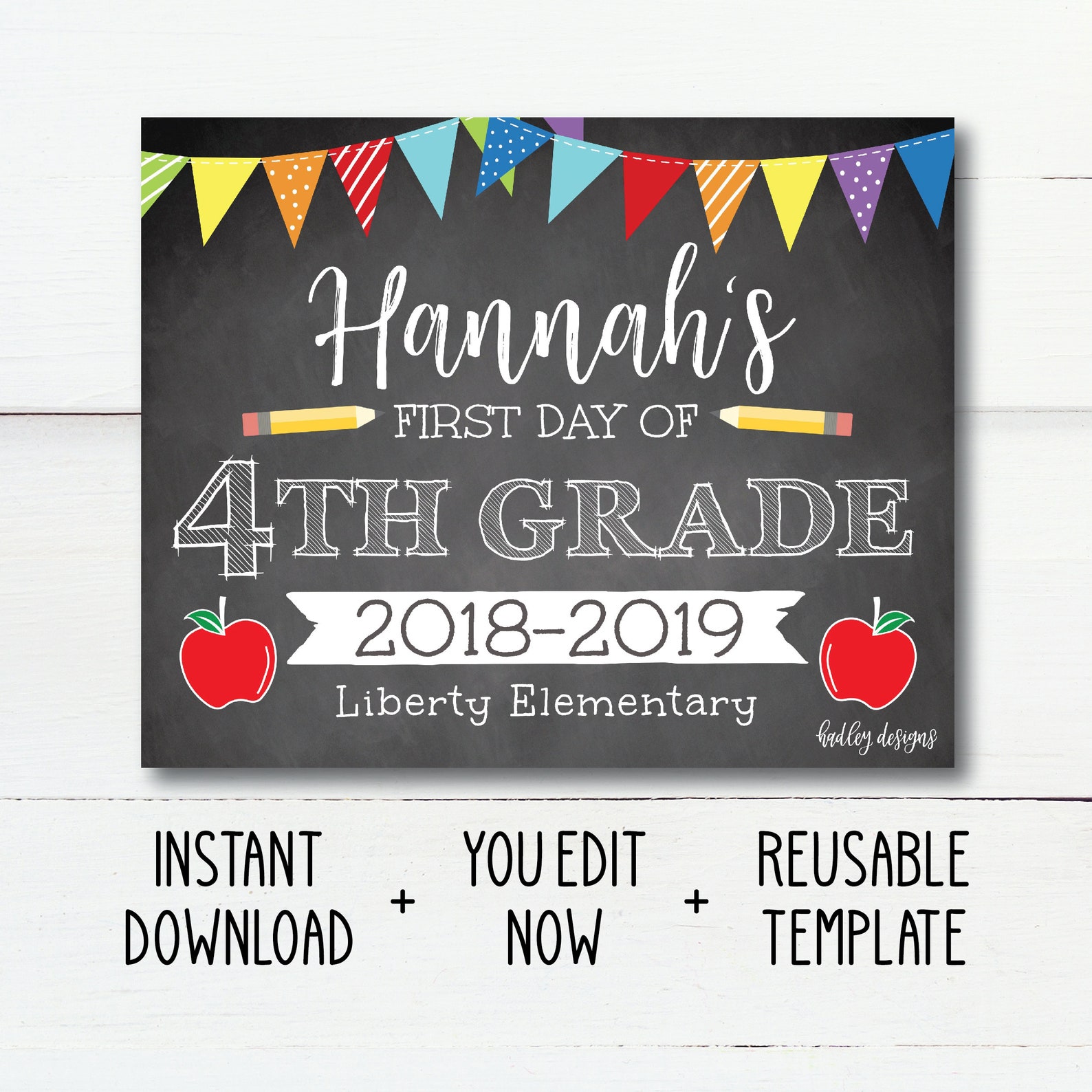 Back to School Sign Printable, First Day of School Printable, First Day ...