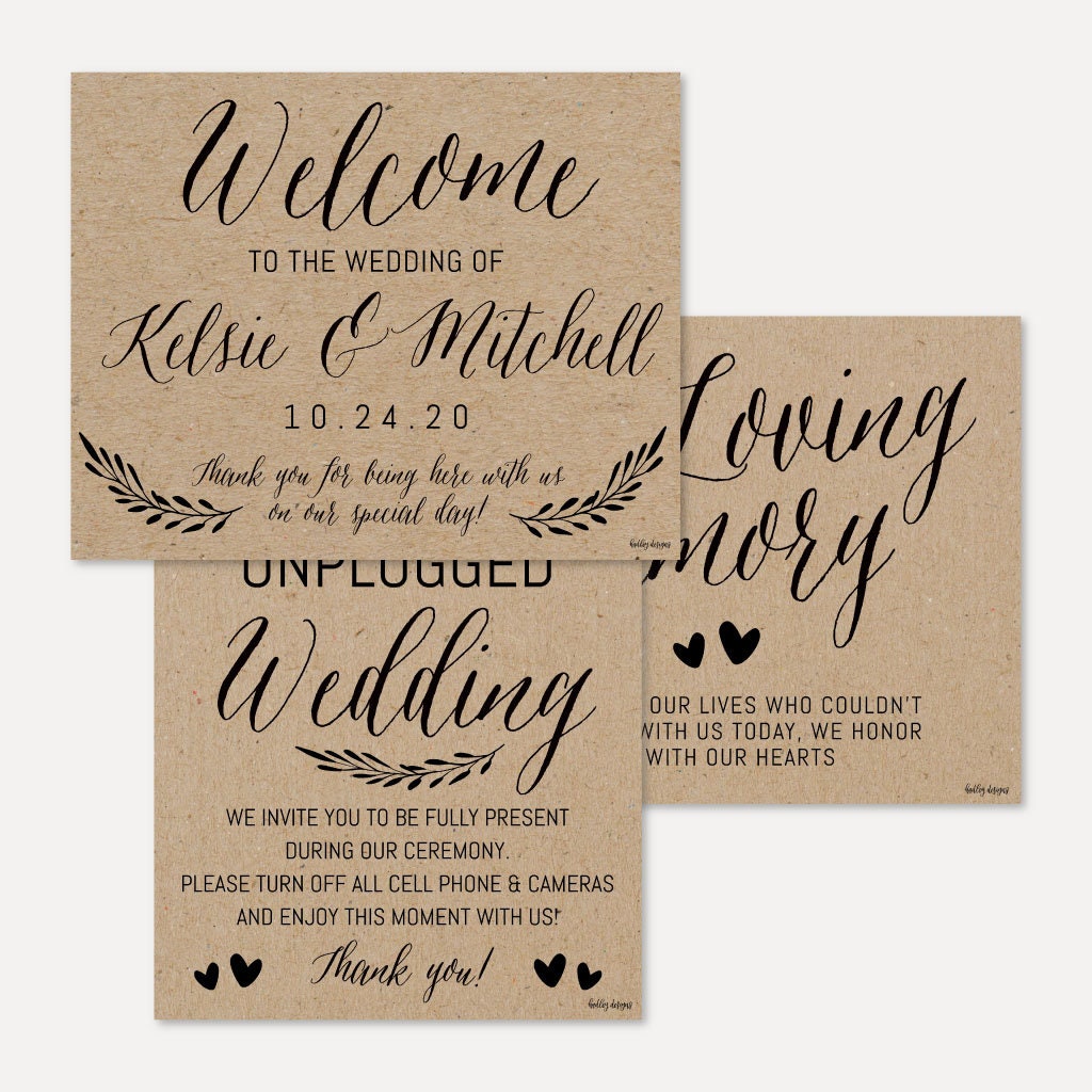 Wedding Signs Printable Bundle Printable Wedding Sign | Etsy