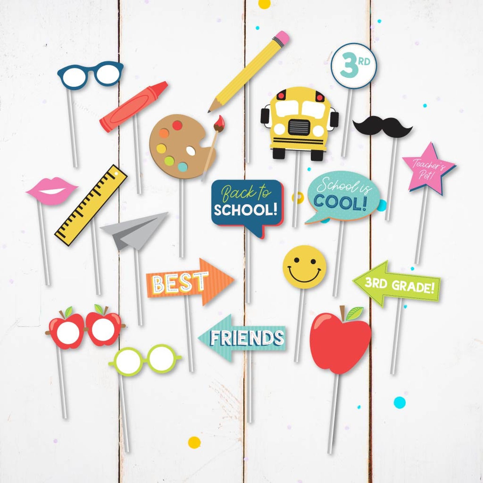 Back to School Photo Prop Templates School Photo Booth - Etsy