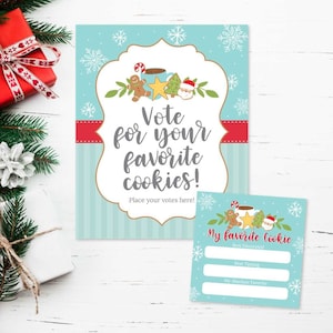Christmas Cookie Exchange Voting Card Template - Cookie Competition ...