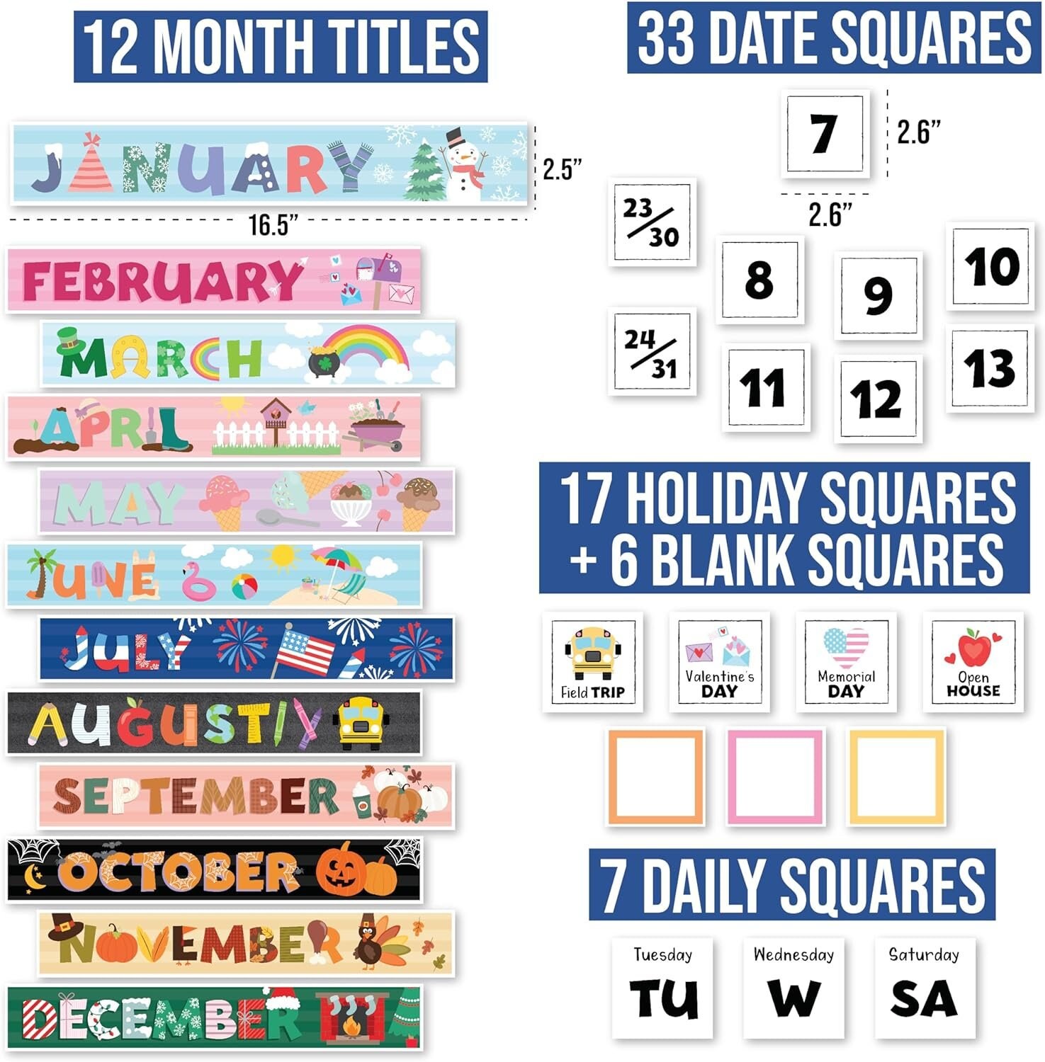 Colorful Classroom Calendar Set Bulletin Board - Bulletin Board ...
