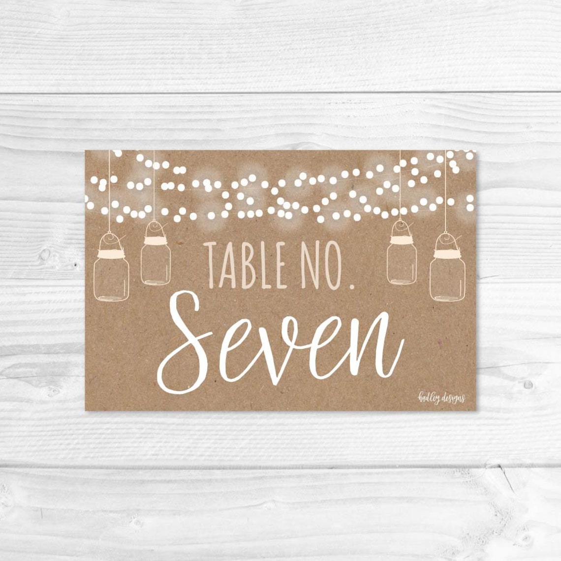 Tree Lights Kraft Rustic Wedding Table Numbers Template DIY - Etsy